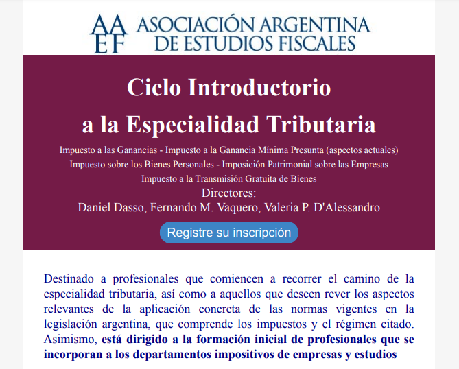 Ciclo Introductorio de la Especialidad Tributaria de la AAEF